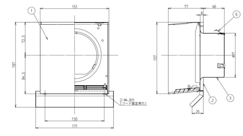 乾太くん かんた 角形 パイプフード 新築 VB-JB100S-R | ガスと乾太くん専門BLOG
